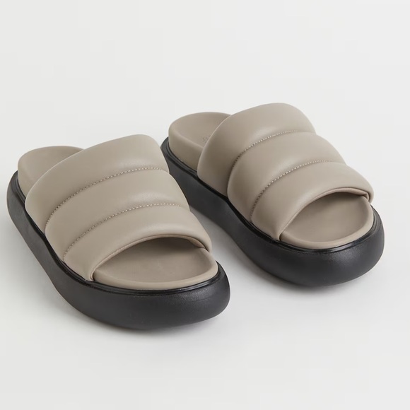 H&M | Shoes | Hm Chunky Taupe Slides | Poshmark
